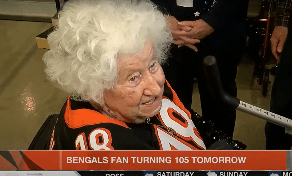 105-Year-Old Bengals Fan Celebrated Her Birthday By Watching Football ...
