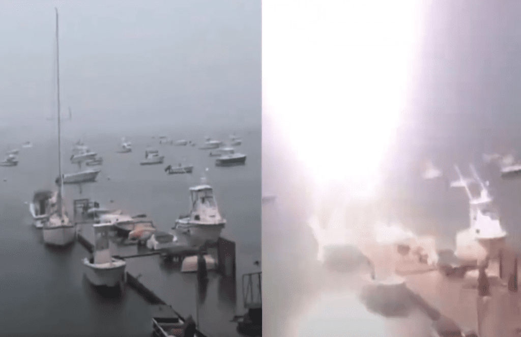 Lightning Strikes A Docked Sailboat In Wild Marina Video | Whiskey Riff