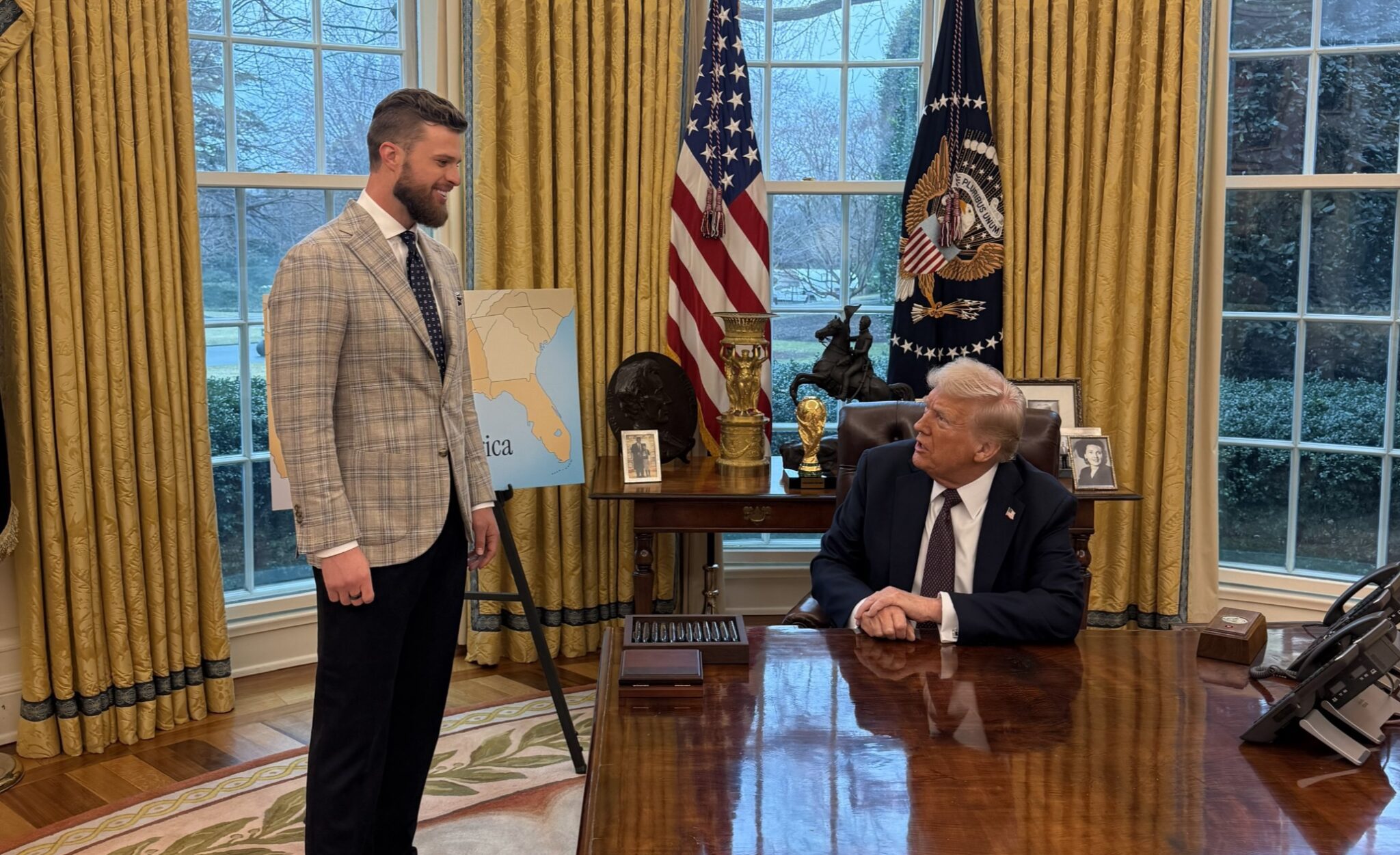 President Donald Trump Meets With Chiefs Kicker Harrison Butker In The ...