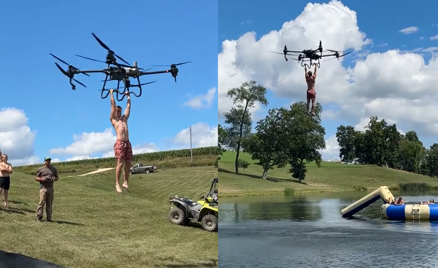 Iowa Family Turns Crop Spraying Drone Into Mega-Viral Summer Lake Toy ...