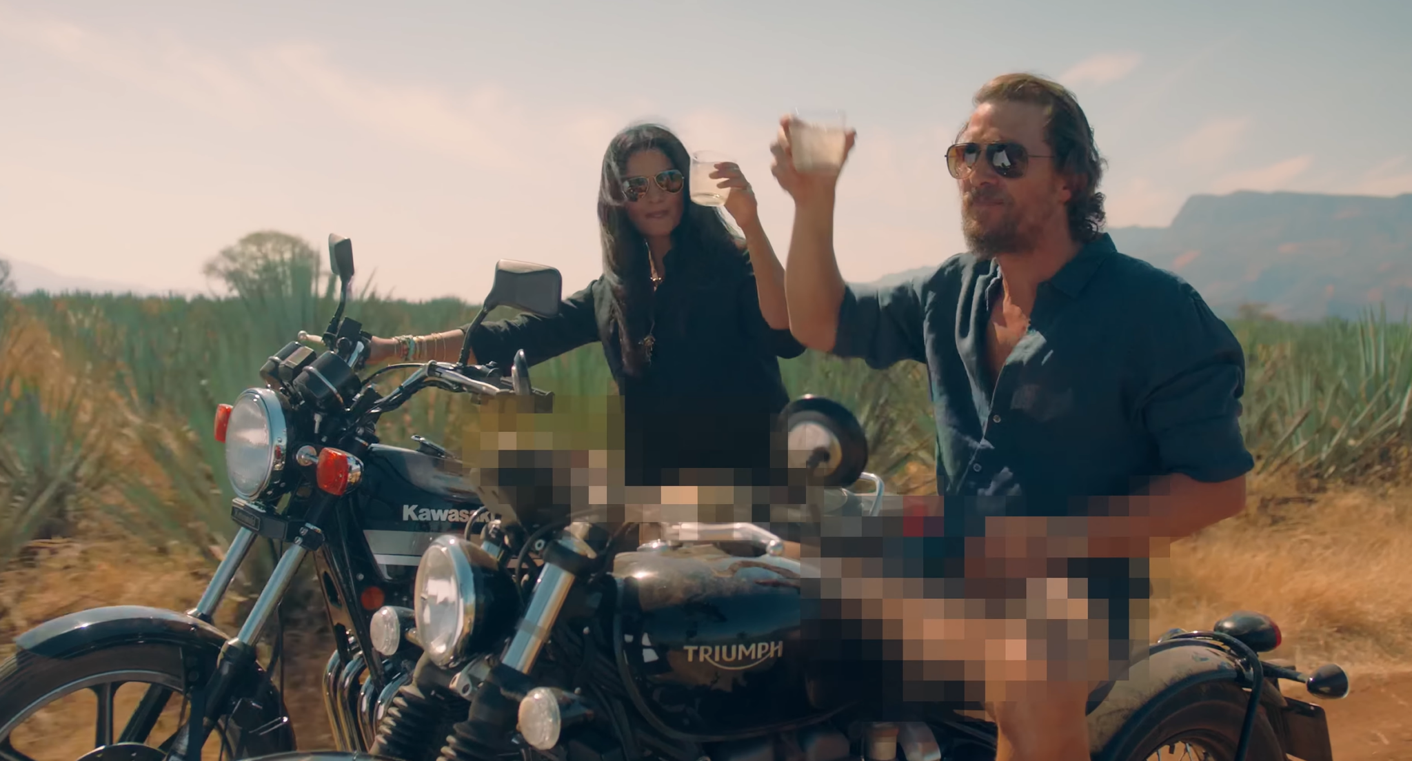 Matthew McConaughey & His Wife Camila Go Bare-A** On Motorcycles For ...