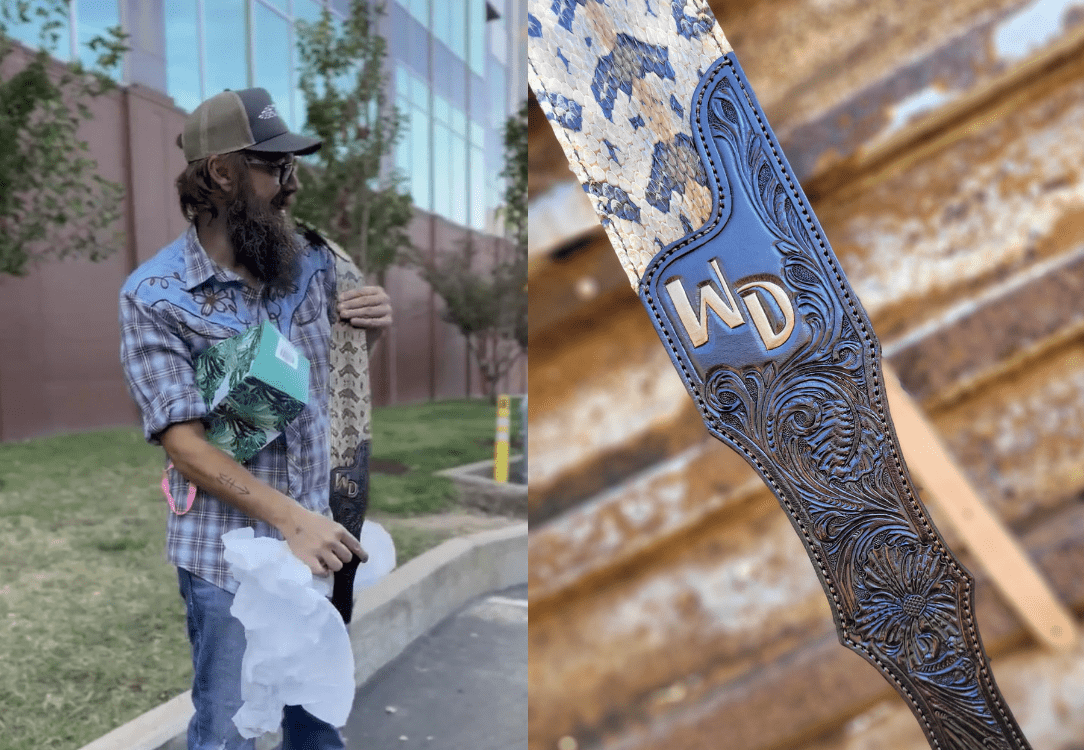 Ward Davis Brought To Tears By Custom Guitar Strap Made From A ...