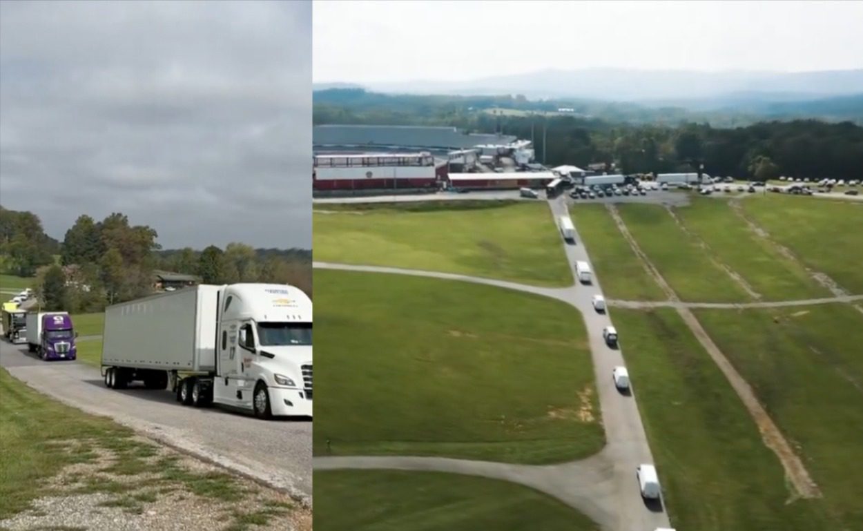 Incredible Convoy Of NASCAR Haulers & Trucks Delivers Supplies From ...